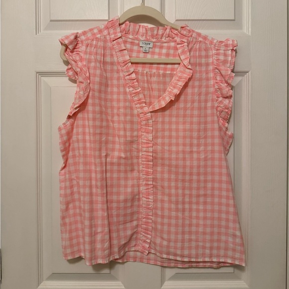 J. Crew | Tops | J Crew Pink Gingham Shirt | Poshmark